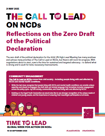 The Call to Lead on NCDS: Reflections on the Zero Draft • Global Week for Action on NCDs